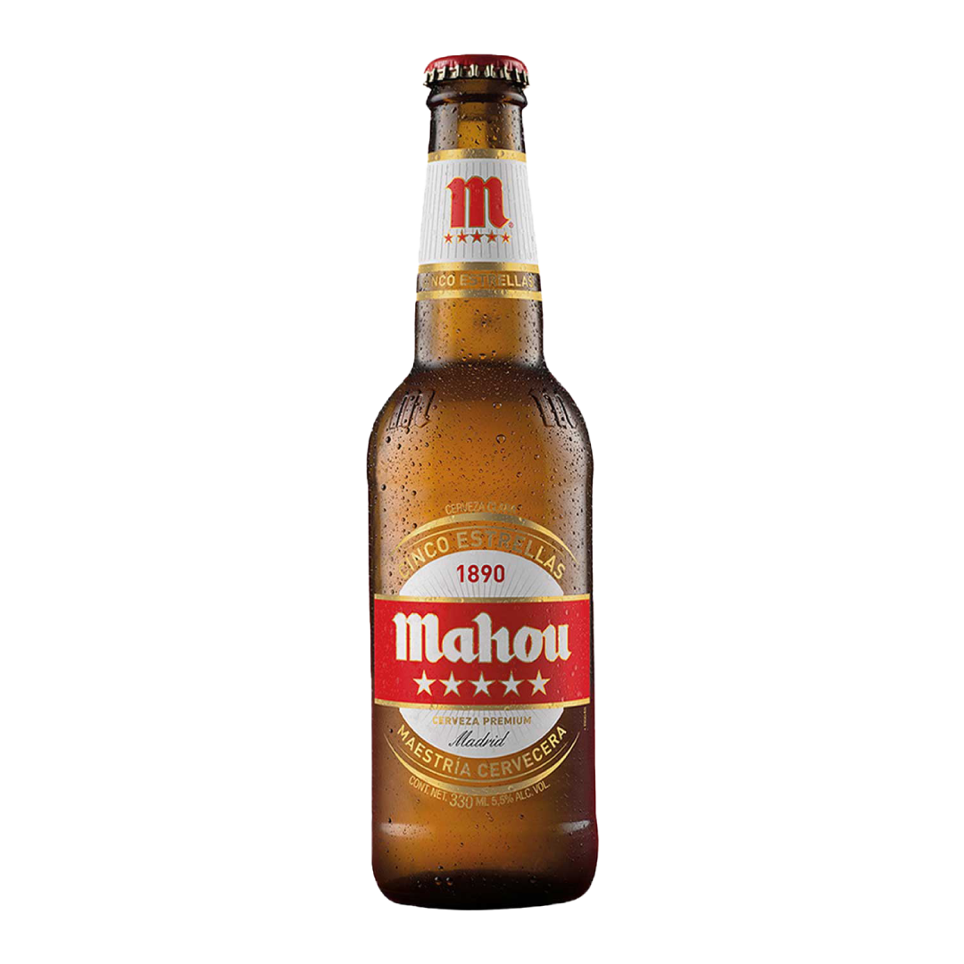 Cerveza Mahou 5 Estrellas Botella 330 Ml – El Viñedo Ec